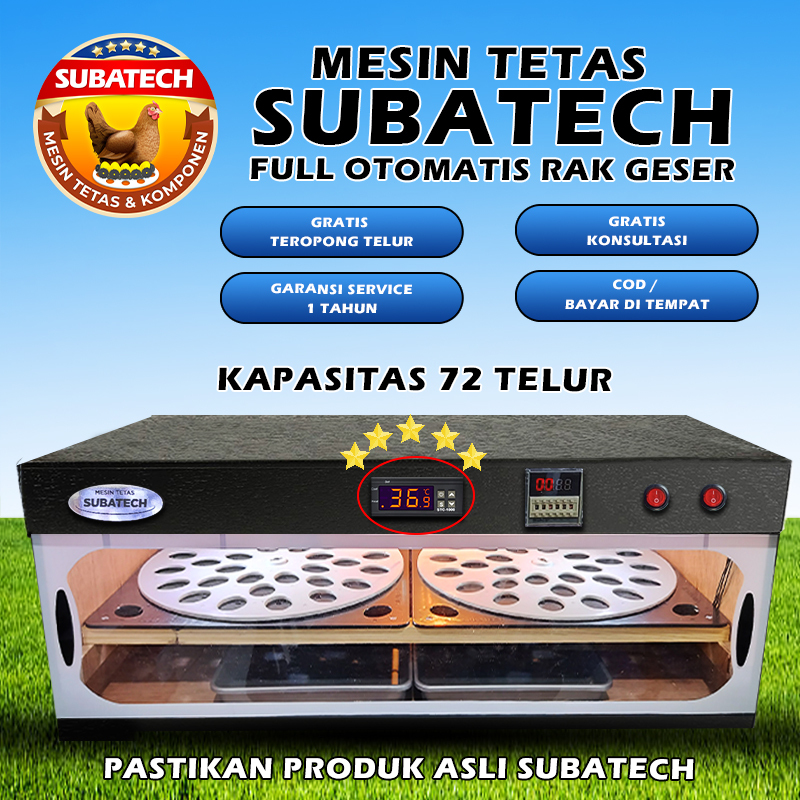 Jual SUBATECH Mesin Tetas Telur Full Otomatis Kap. 72 Rak Spinner ...