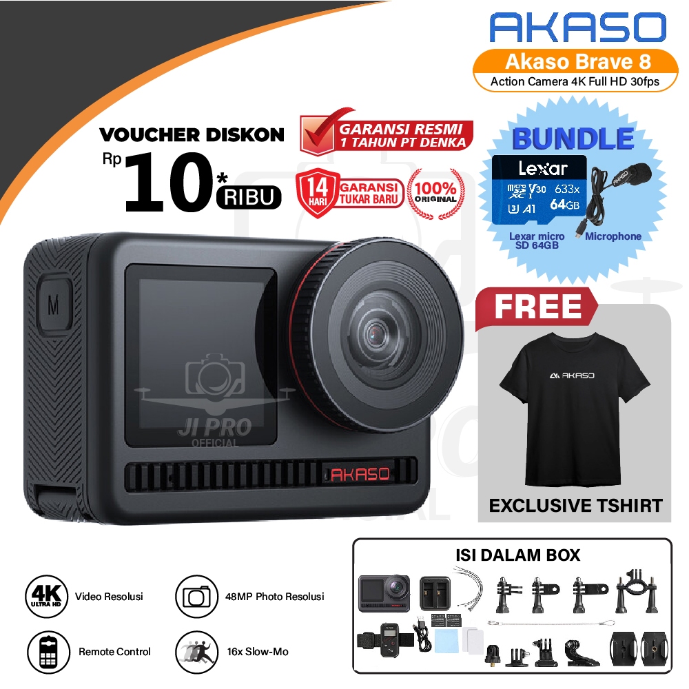 Jual Akaso Brave 8 New Version 4K 60FPS 48MP WiFi 196FT Waterproof ...