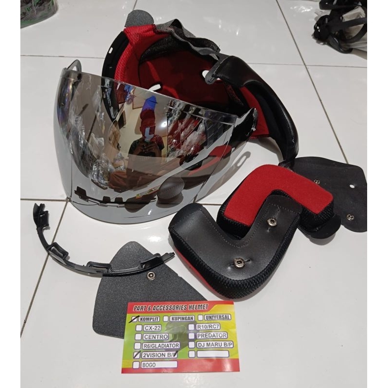Jual Busa helm kyt 2vision kancing besik + kaca helm hitam bening ...