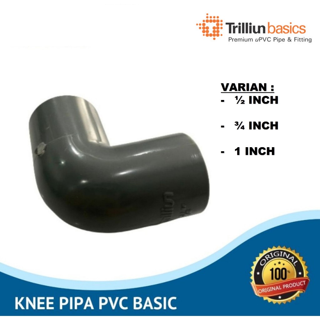 Jual Sambungan Pipa Knee / Keni L Elbow Pipa PVC Trilliun 1/2", 3/4", 1 ...