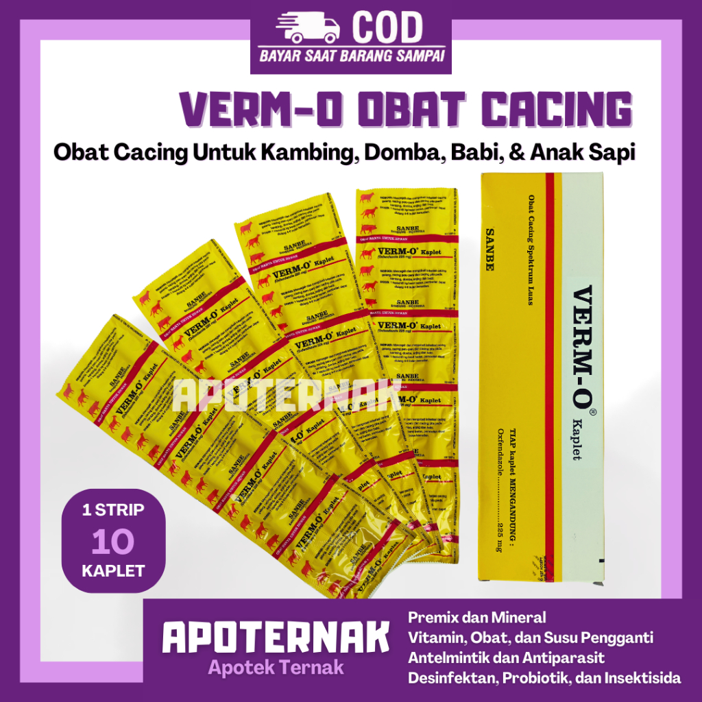 Jual VERM O KAPLET 1 Strip 10 Kaplet - Obat Cacing Gelang Pari-Paru dan ...