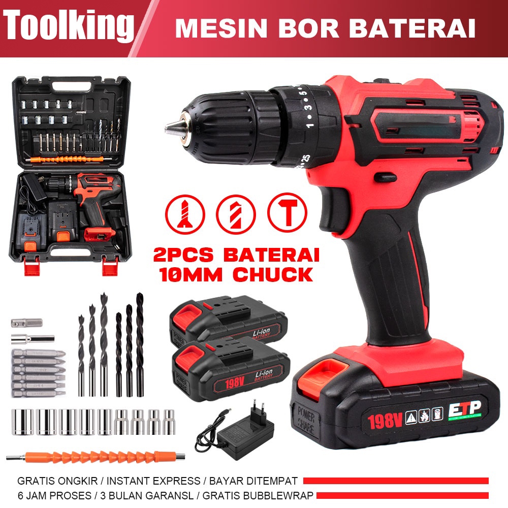 Jual Bor baterai 198VF Mesin bor Cordless Drill Battery Bor Tanpa Kabel Bor Tangan Listrik 198VF ...