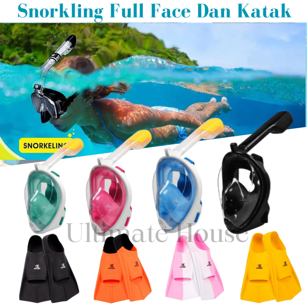 Jual Snorkling Snorkel Diving Scuba Full Face Mask Snorling Diving Kaki ...