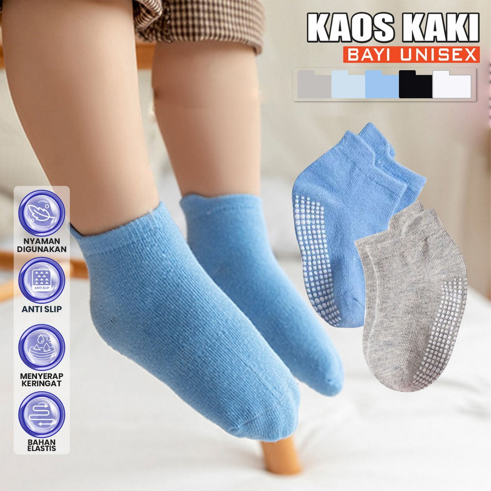 Jual Kaos Kaki Bayi Pendek Cotton Unisex Anti Slip / Kaus Kaki Anak Perempuan Laki-Laki Fashion ...