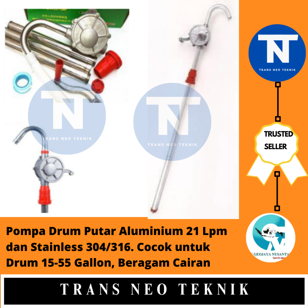 Jual Pompa Drum Putar Aluminium 21 Lpm dan Stainless 304/316. Cocok ...