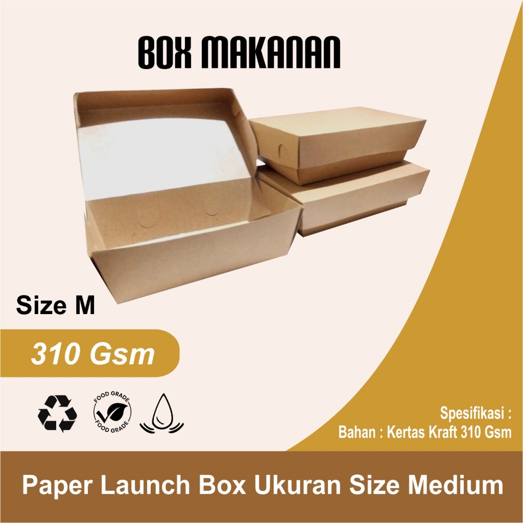 Jual Kotak Makan Lunch Box Nasi Paper Laminasi Ukuran M Coklat Tebal ...