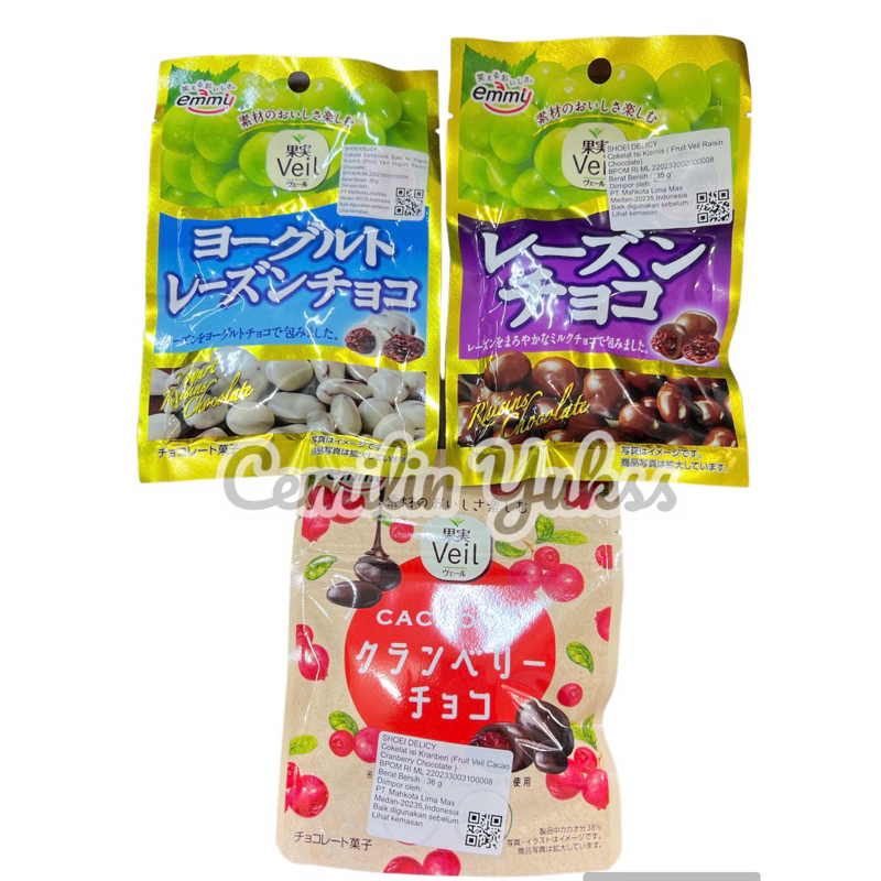 Jual Shoei Delicy Fruit Veil Cacao Cranberry Chocolate 36g Raisin Chocolate 35g Yogurt Raisin ...