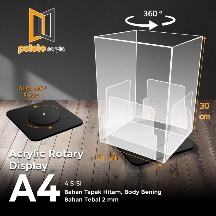Jual Akrilik Display Putar / Stand Brosur Meja Putar A4 4 Sisi | Shopee ...