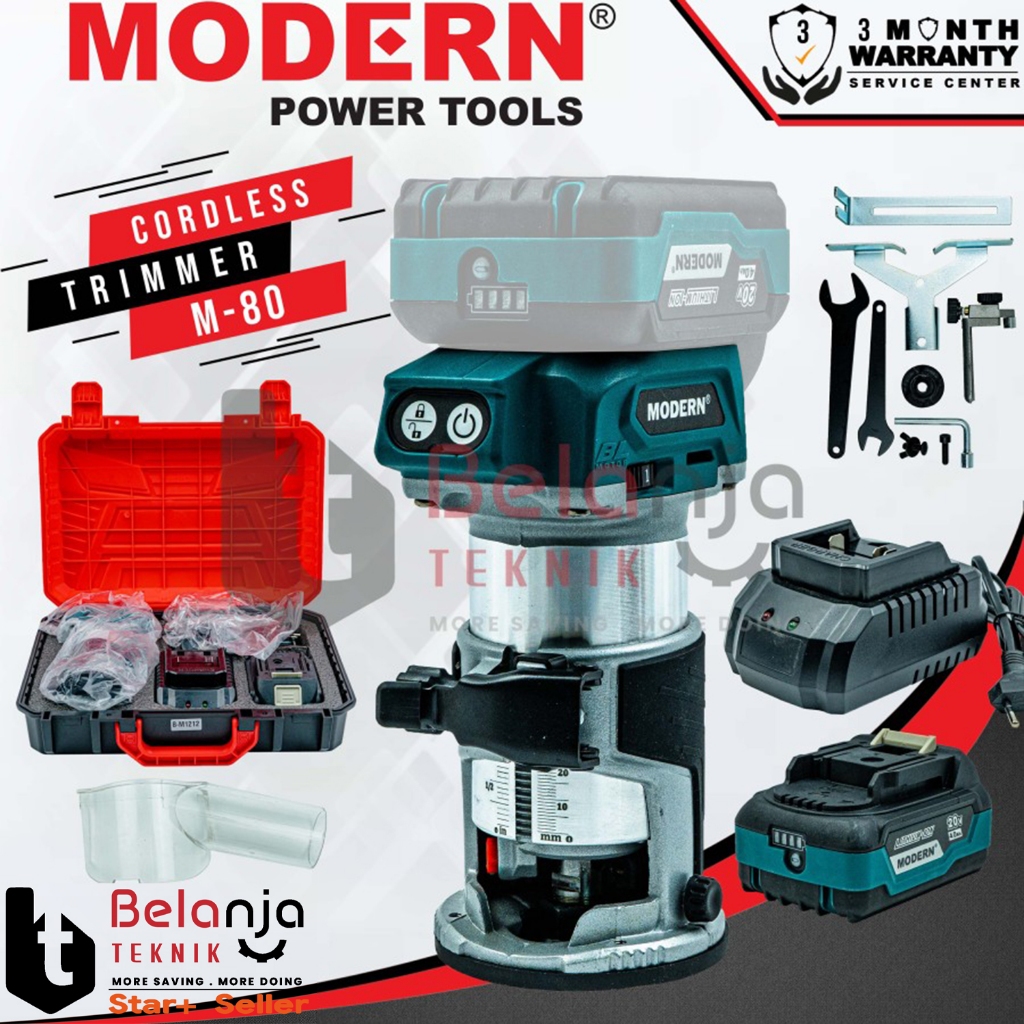 Jual Modern Trimmer Cordless M-80 20V Profil Kayu Router Baterai M80 ...