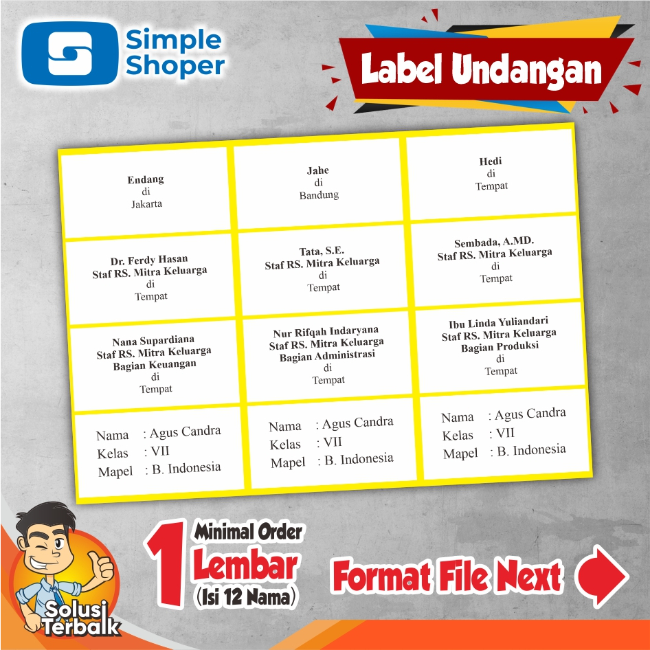 Jual Print Label Nama Undangan Pernikahan, Khitanan / Stiker Label No ...