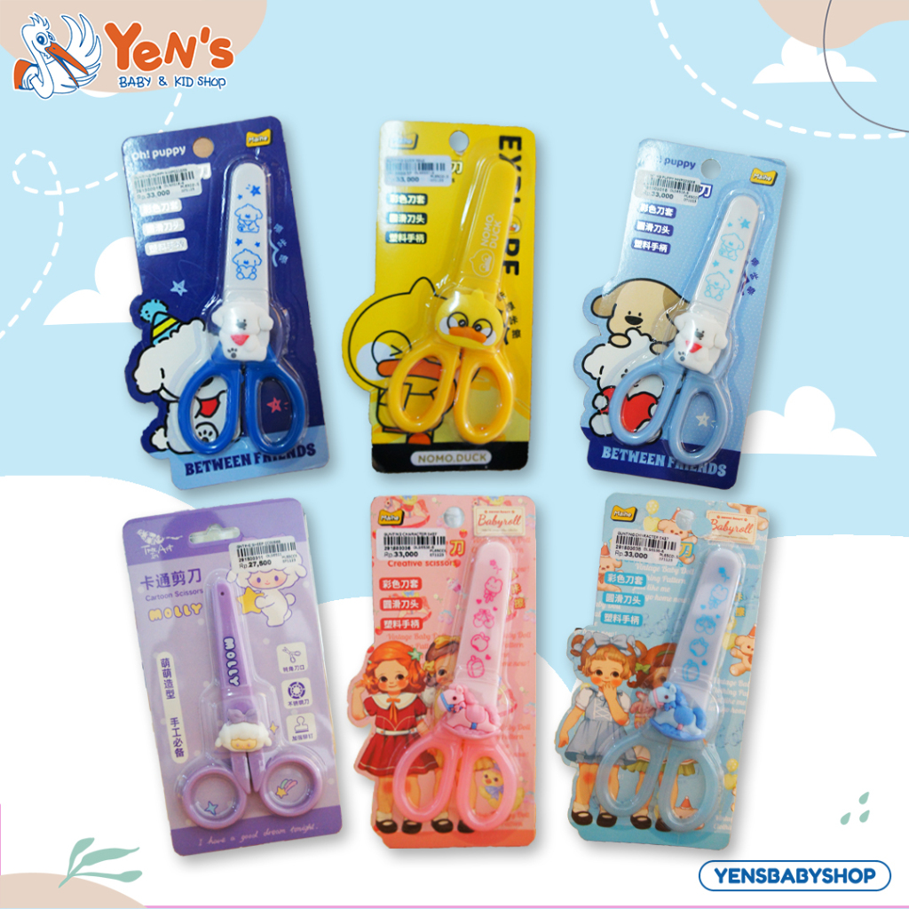 Jual Scissor Cartoon Kids / Gunting kertas anak aman dengan tutup ...