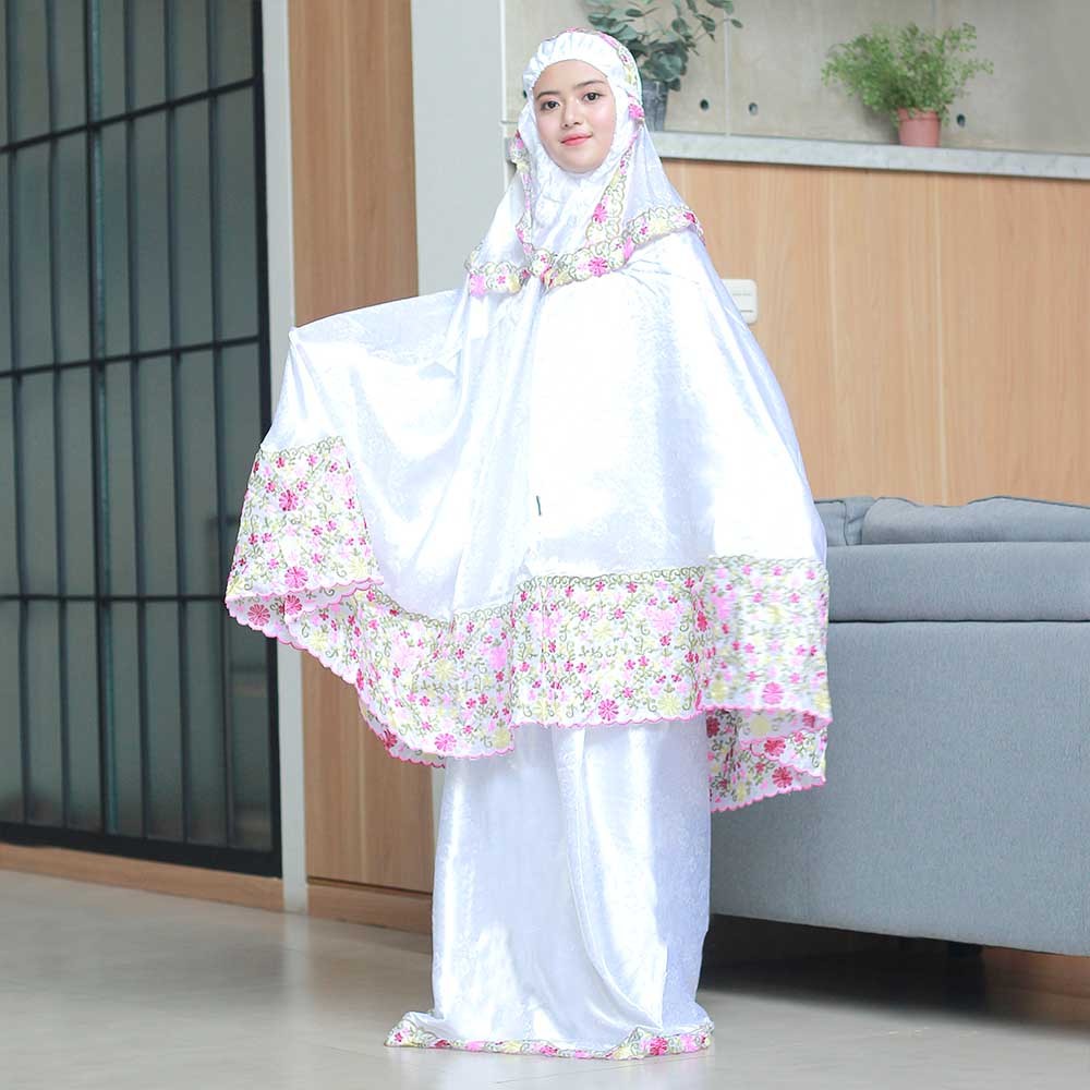 Jual Mukena Muslimah Murah Inficlo Warna Putih Motif | Shopee Indonesia