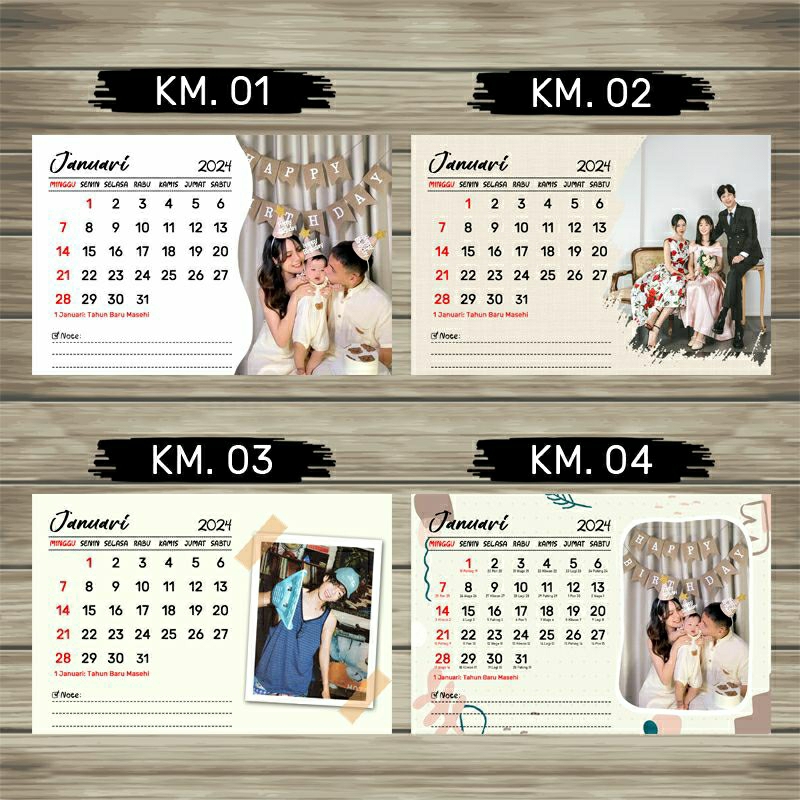 Jual Kalender Meja 2024 Custom Foto Easel Stand Kayu Mini Ukuran A6 ...