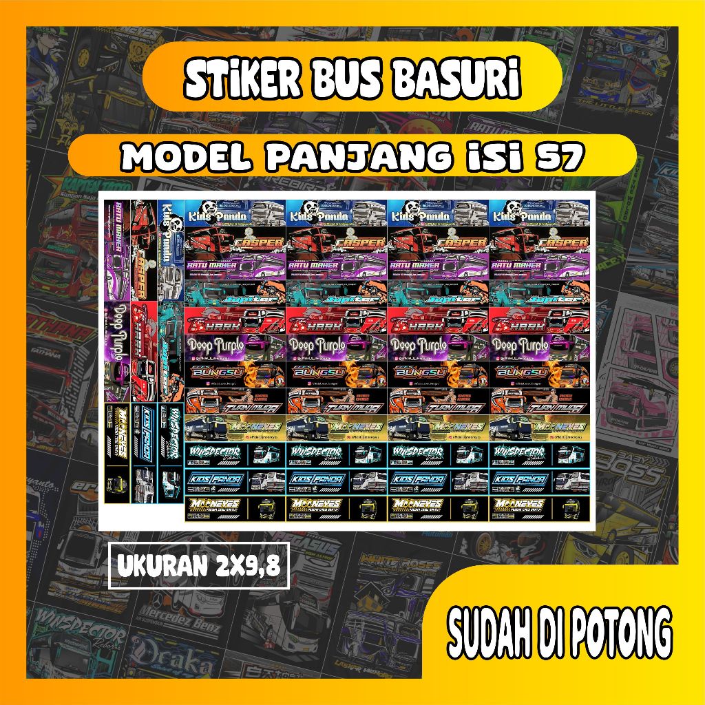 Jual STIKER BUS BASURI ISI 57pcs (uk 2x9,8) | Shopee Indonesia