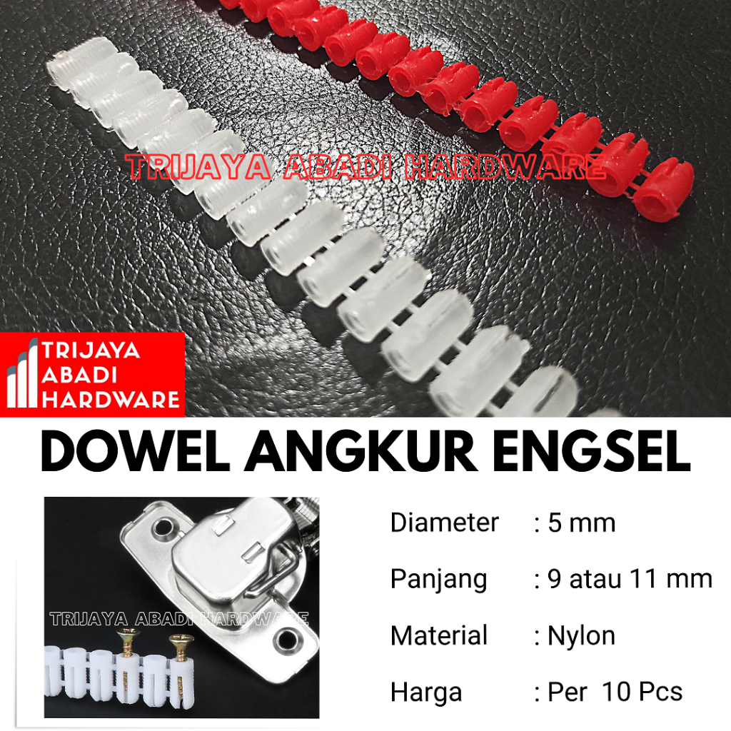 Jual 10x Dowel Angkur 5 x 11 mm Viser Screw Engsel Pintu Lemari Laci ...