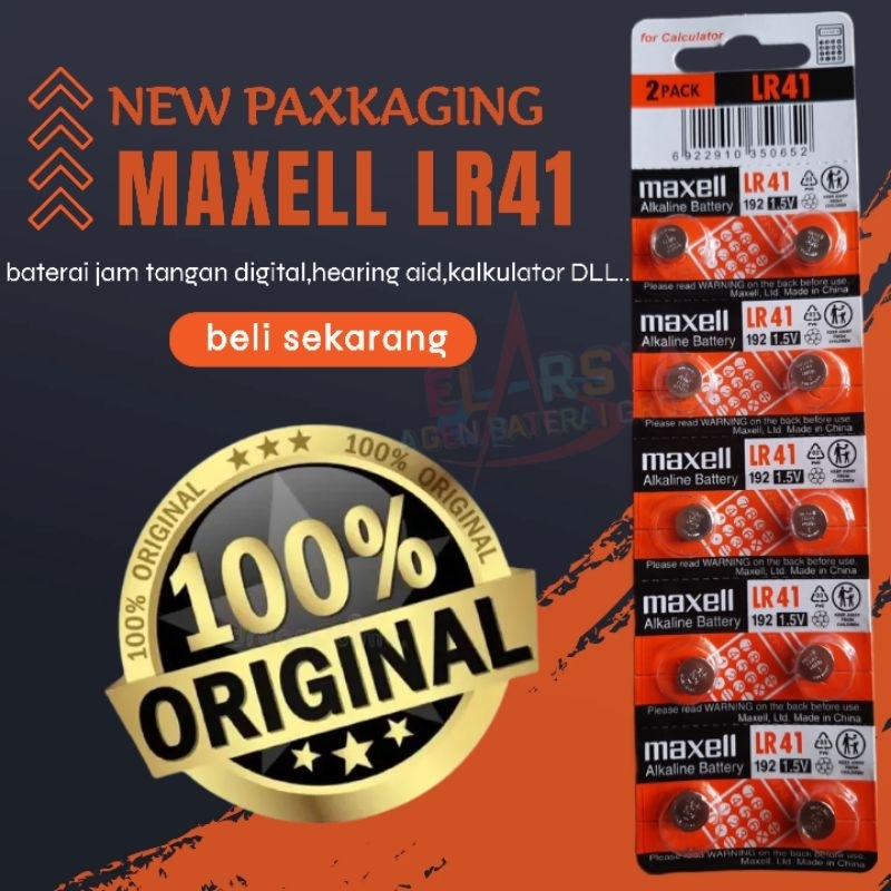 Jual Baterai LR41 AG3 Maxell Original Alkaline Battery Batrai LR41 1,5 Volt | Shopee Indonesia