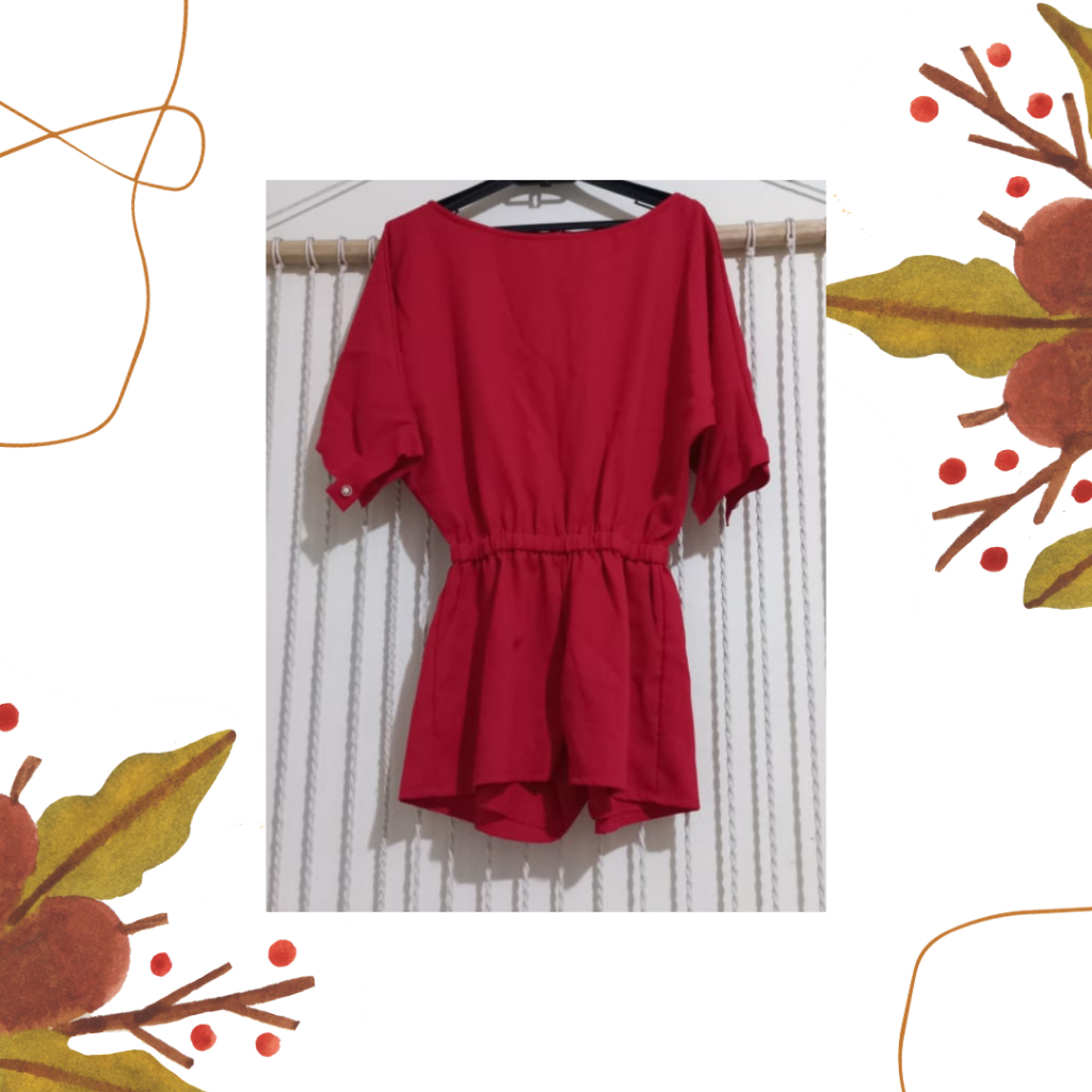 Jual Jumpsuit Pendek Merah | Shopee Indonesia