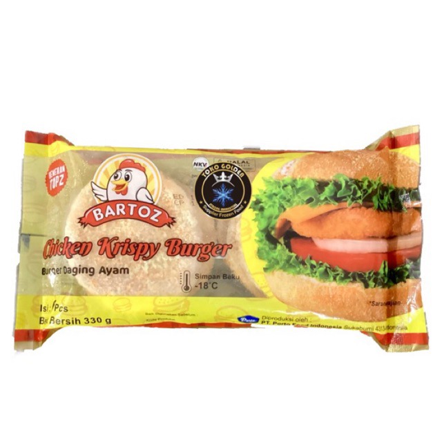 Jual Bartoz crispy chicken burger 6s 330gr / daging burger tebal ...