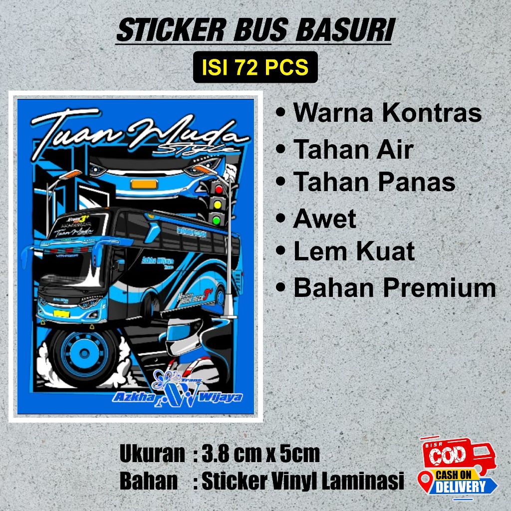 Jual VIRAL stiker bus basuri isi 72 stiker [ saturn garfield jupiter ...