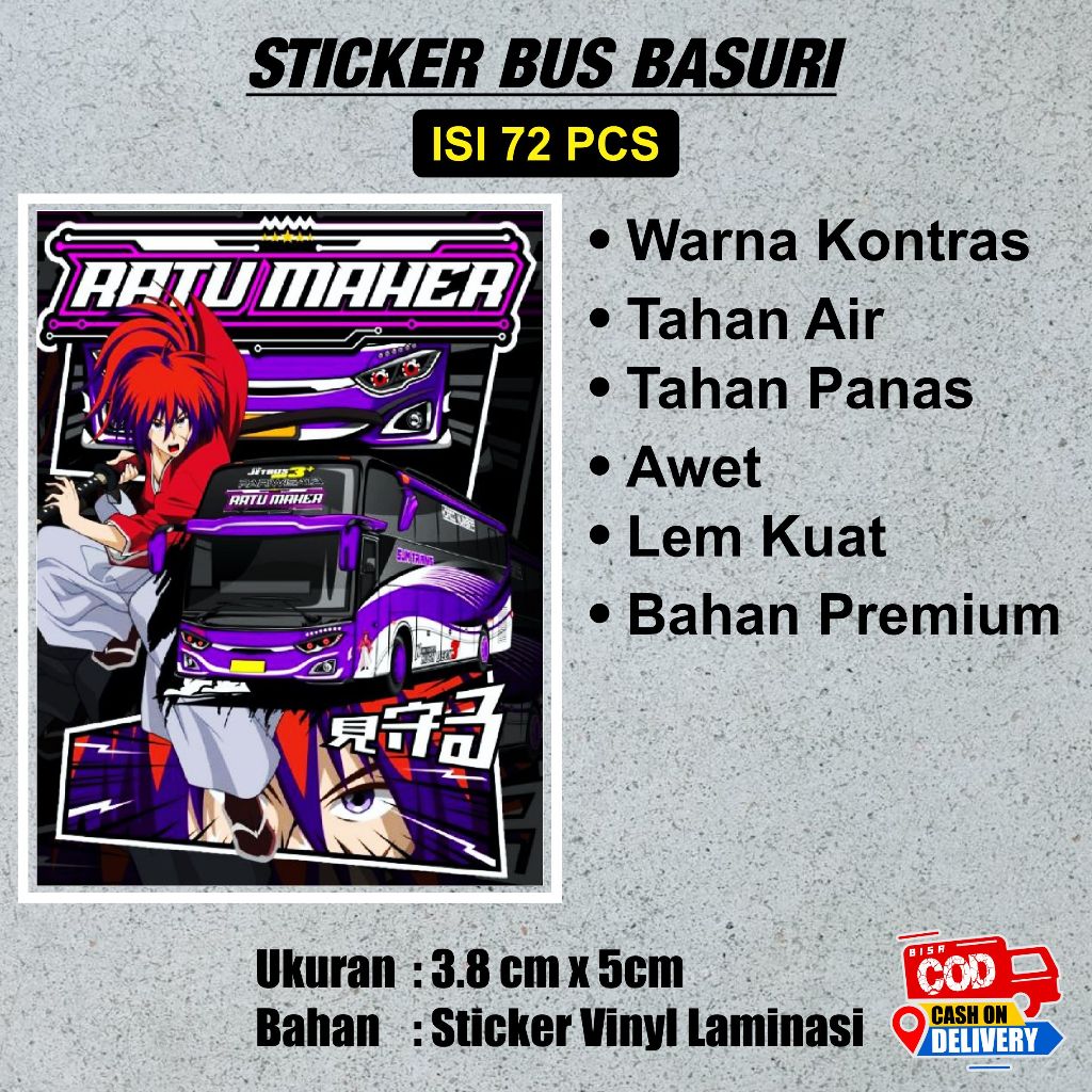 Jual VIRAL stiker bus basuri isi 72 stiker [ saturn garfield jupiter ...