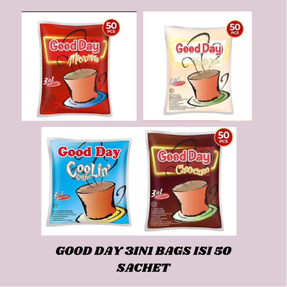 Jual GOOD DAY 3IN1 INSTANT COFFE BAGS ISI 50 SACHET | Shopee Indonesia