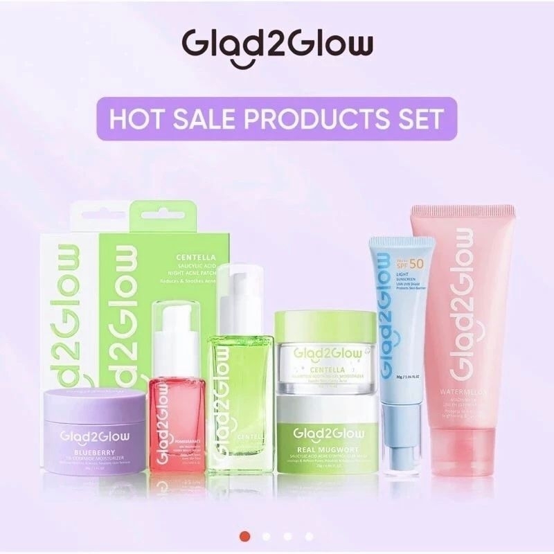 Jual glad 2 glow CENTELLA, BLUEBERRY, POMEGRANATE, YUJA MOISTURIZER ...