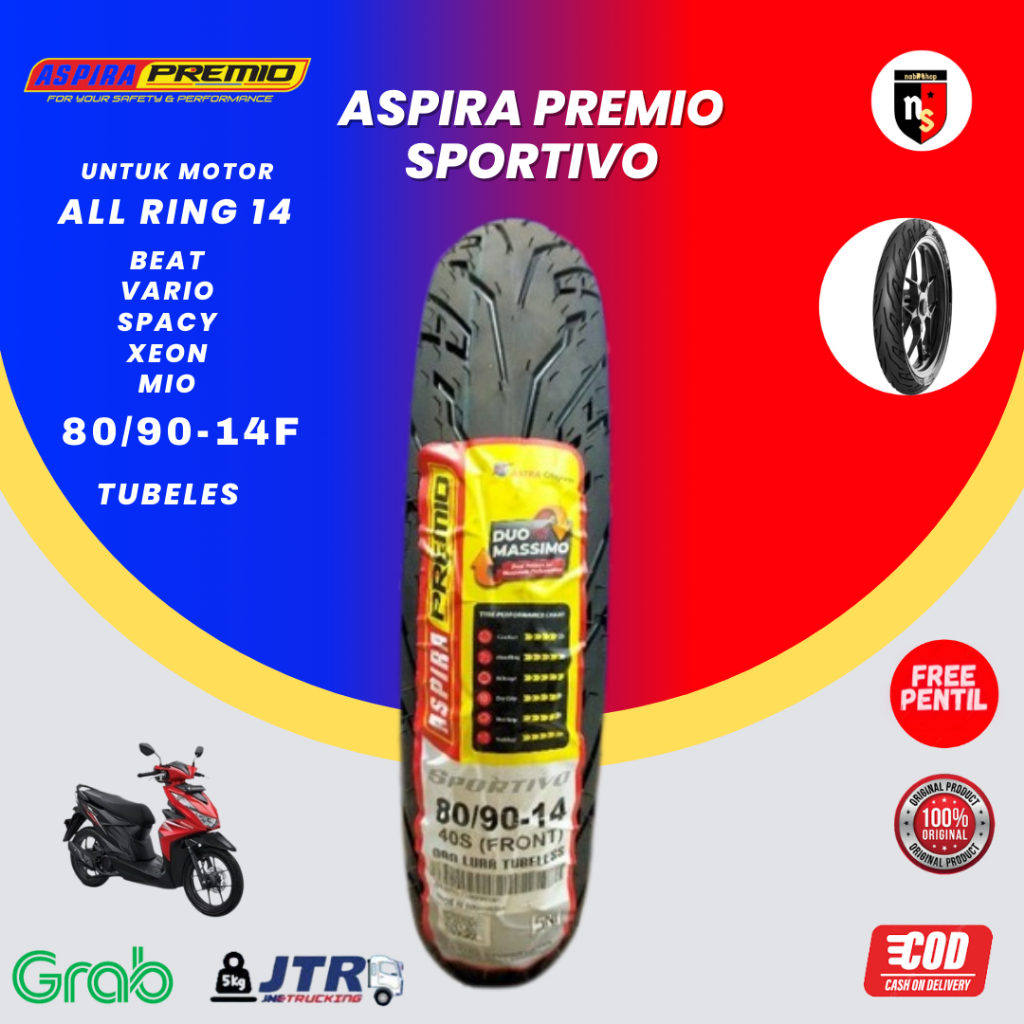 Jual Aspira Premio Sportivo 80/90-14 Ban Motor matic Free Pentil | Shopee Indonesia