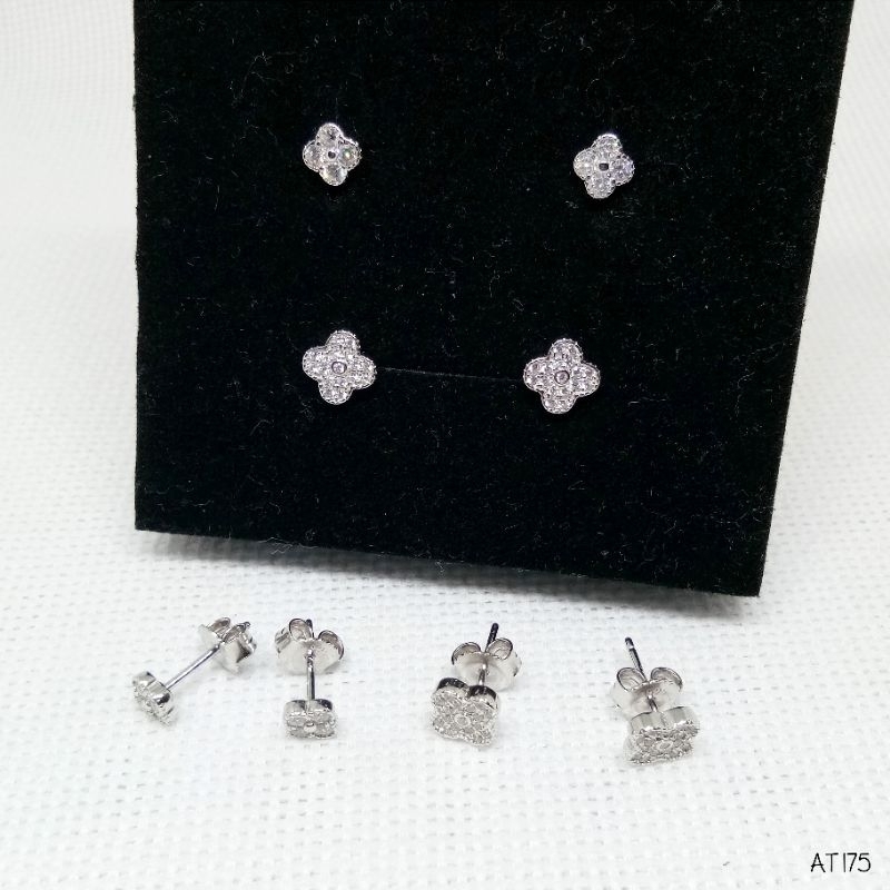 Jual Anting Tusuk Clover Putih Perak 925 Lapis Mas Putih - AT175 ...