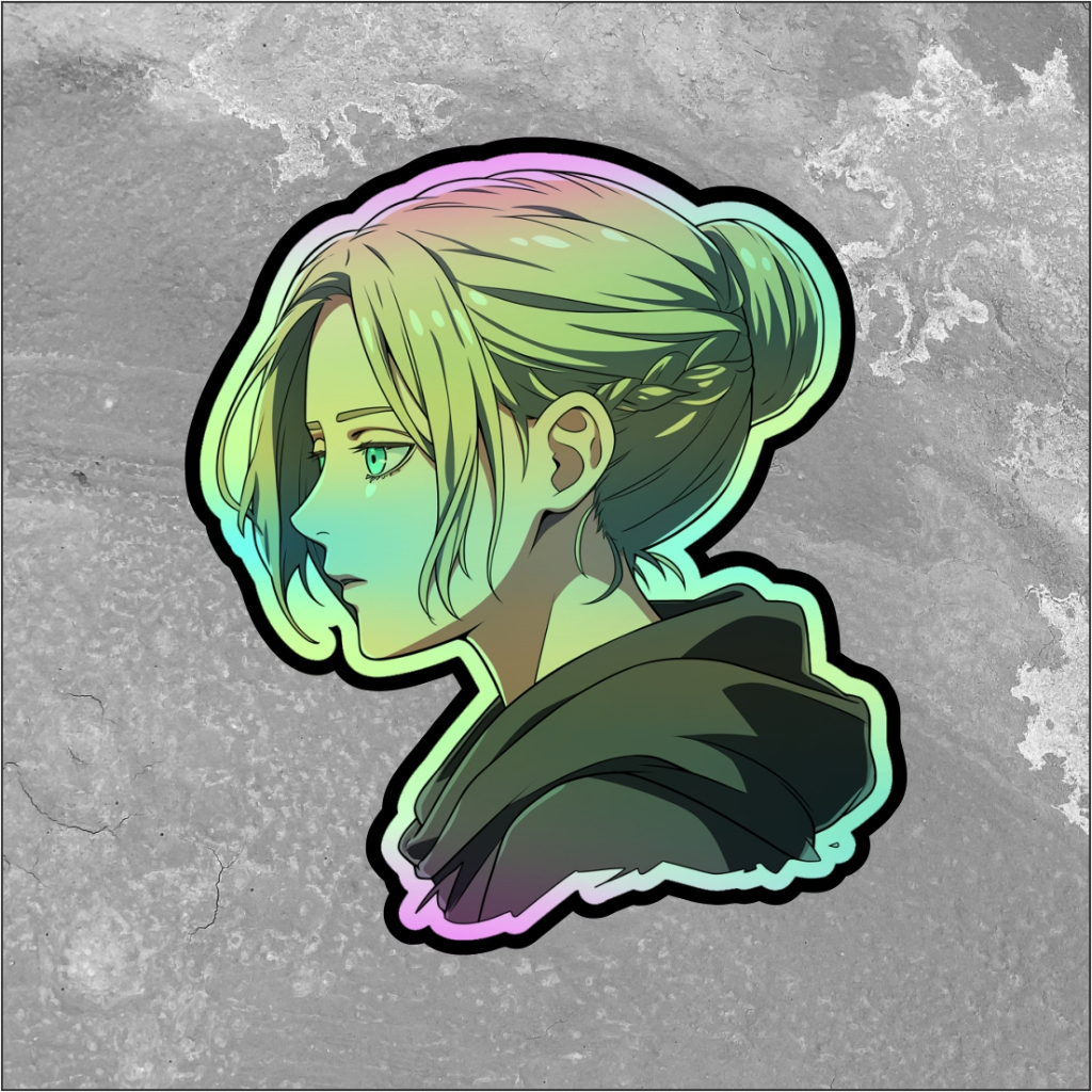 Jual Sticker Hologram Anime attack on titan annie leonhart 7cm | Shopee ...