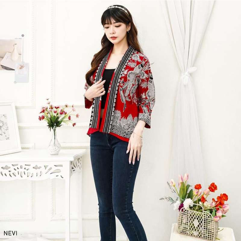 Jual Nevi Blazer Batik Wanita Outer Batik Rompi Wanita Jaket Luaran ...