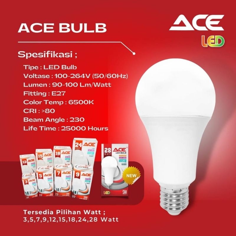 Jual Lampu Led Ace Bulb Lampu Murah Bohlam Shopee Indonesia