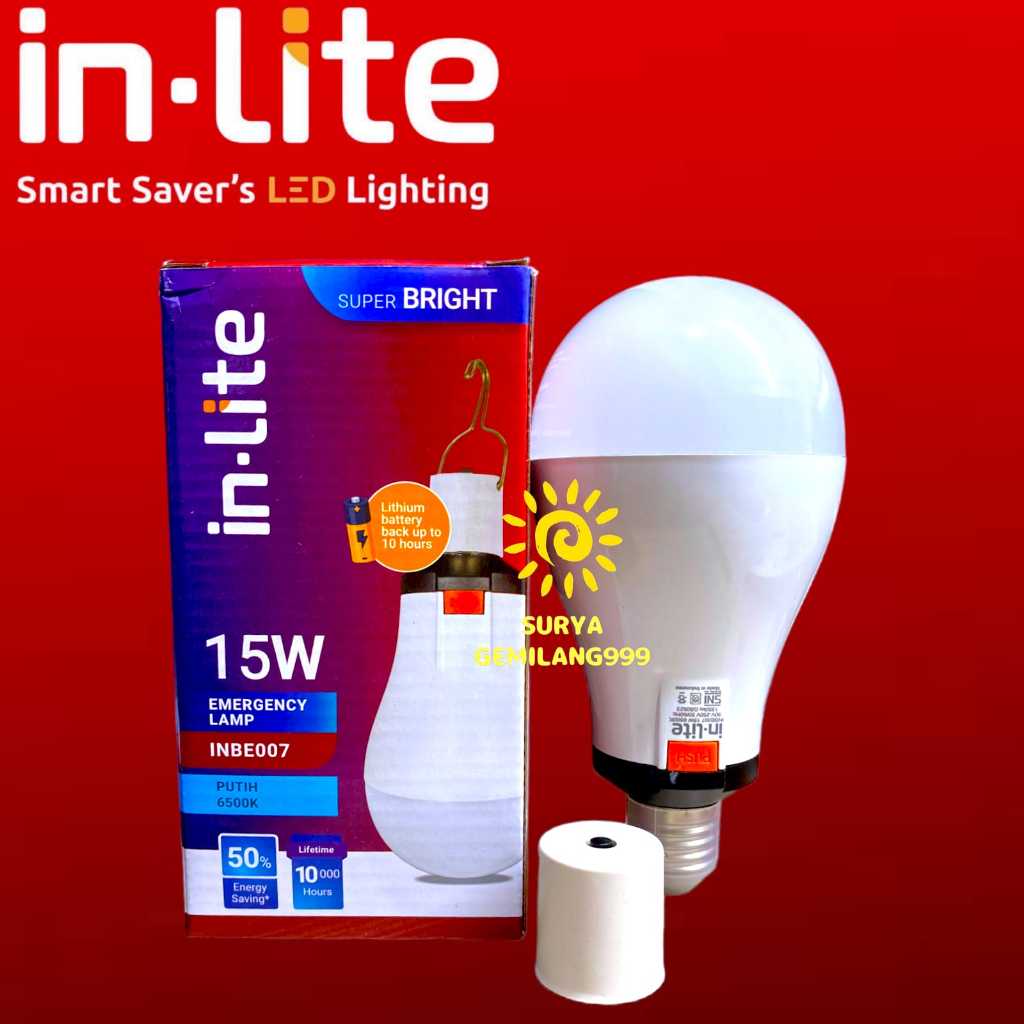 Jual IN-LITE EMERGENCY LED BULB 15WATT PUTIH INBE007 | Shopee Indonesia