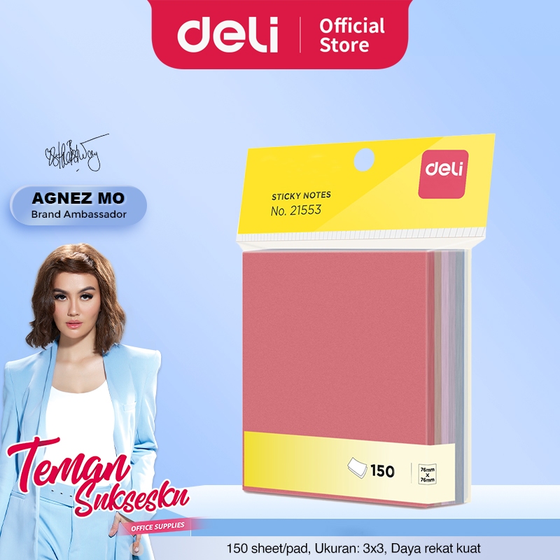 Jual Deli Sticky Note / Memo Tempel 3x3 150 lembar Kertas 80g 21553 ...