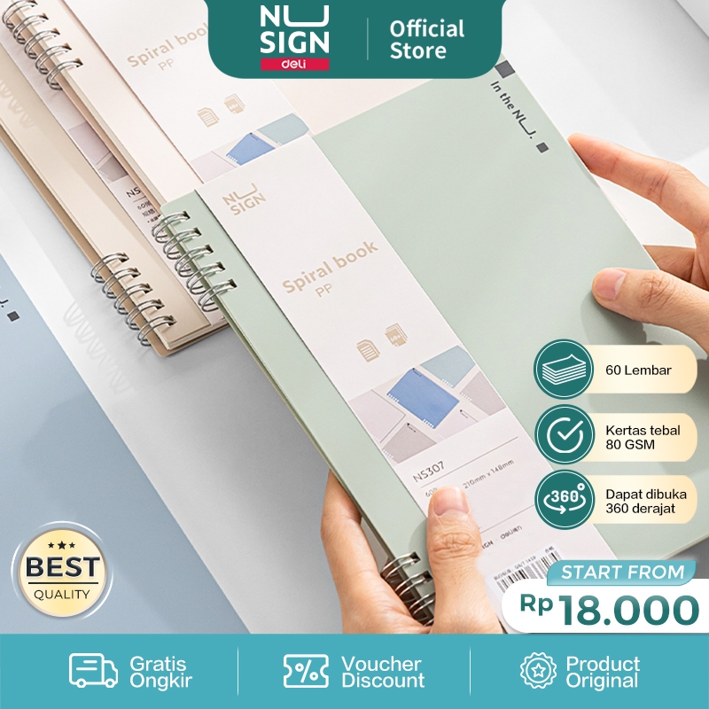 Jual Nusign Spiral Notebook / Buku Catatan Jilid Spiral A5 B5 60 Lembar ...