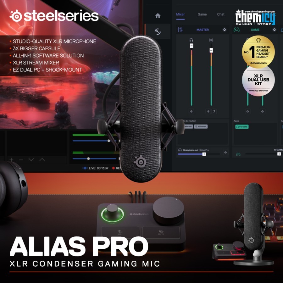 Jual Steelseries Alias Pro XLR Condenser Gaming Microphone for ...