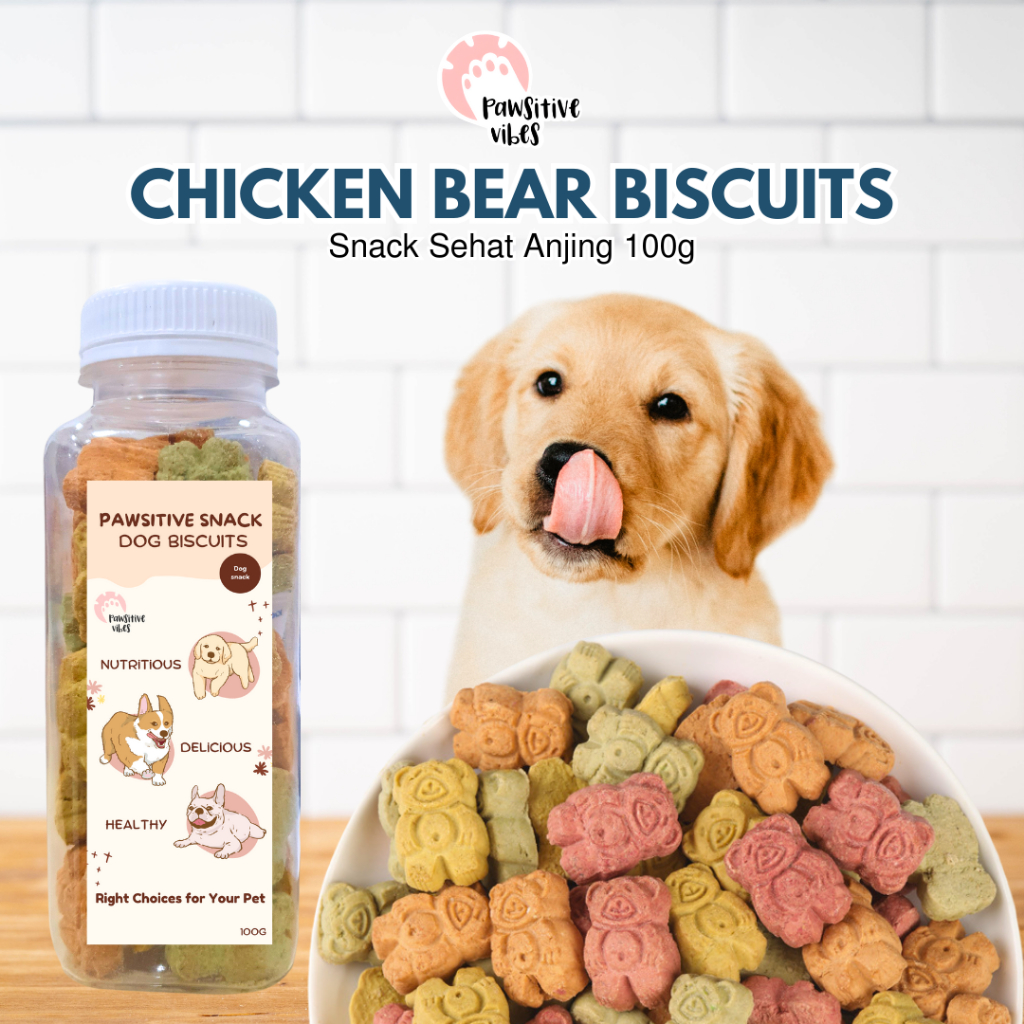 Jual CHICKEN BEAR BISCUITS 100gr - Snack Kering Anjing Puppy - Cemilan ...