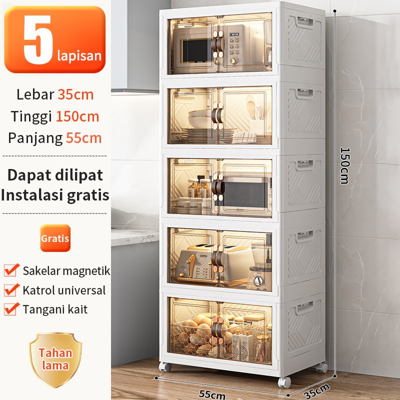 Jual Rak Dapur Lemari Penyimpanan Multi-lapis Lemari Makan Lemari ...