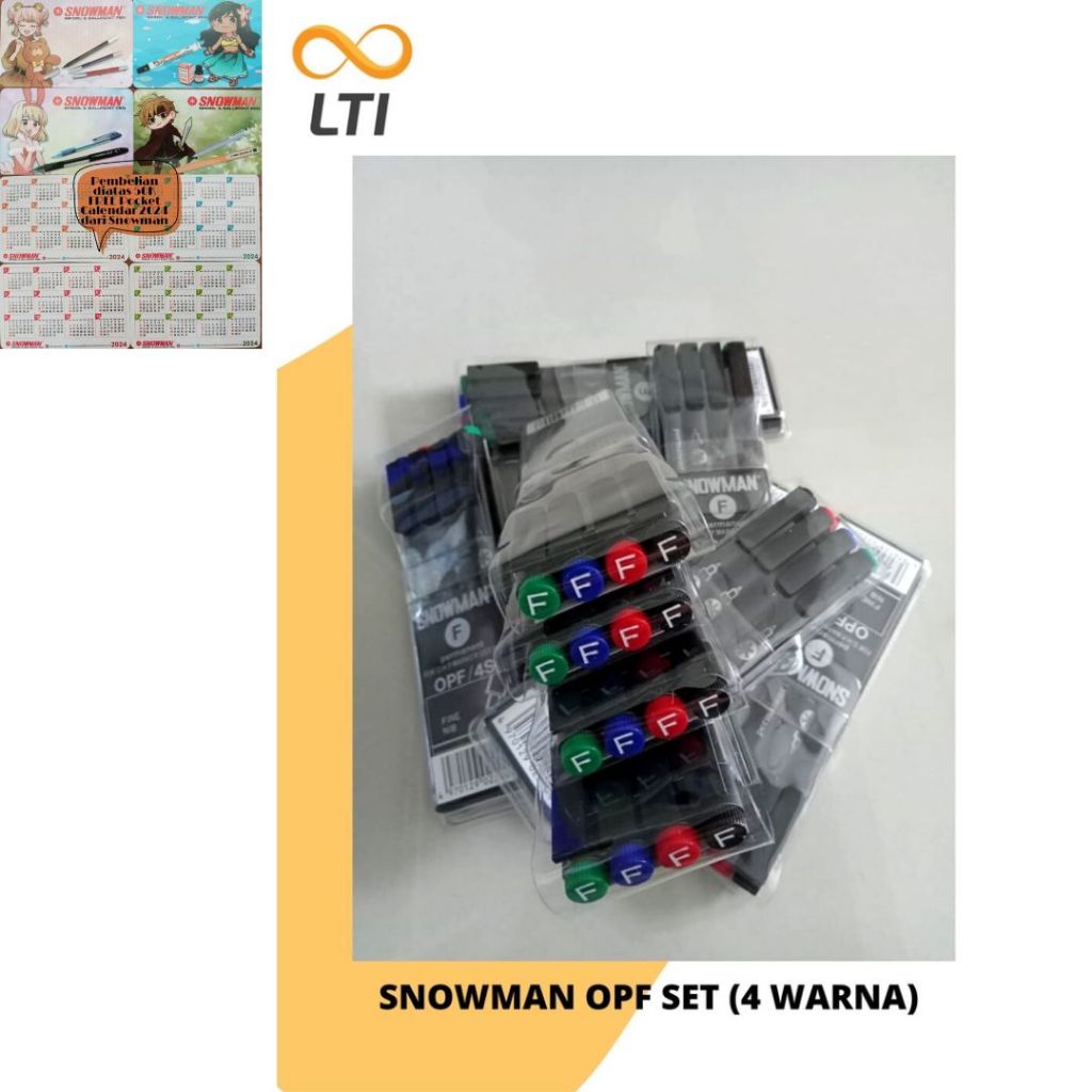 Jual Spidol OHP Fine Tip / OPF 4S Spidol Snowman OPF 1 set 4 warna ...
