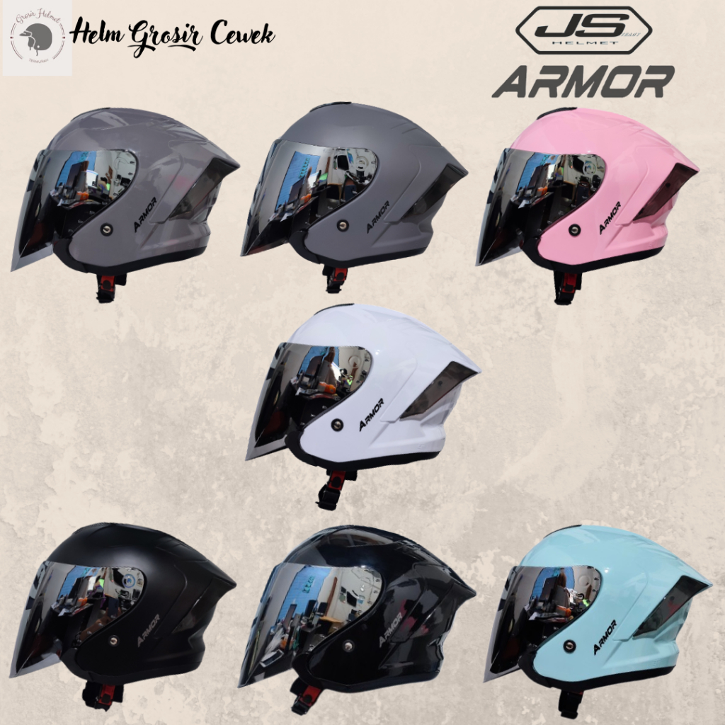 Jual Helm JS ARMOR Solid Half Face Paket Ganteng SNI/Helm Pria/Helm ...