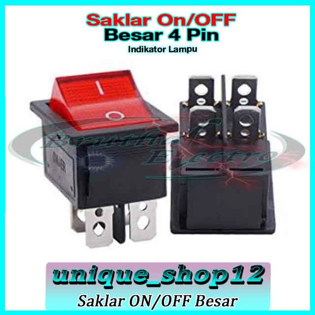 Jual Saklar Switch On / Off 4 Pin Kotak Besar Dengan Indikator Lampu ...