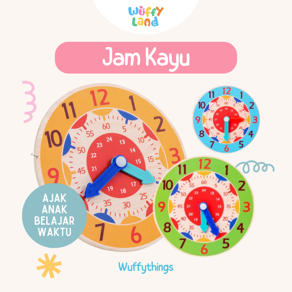 Jual Mainan Jam Kayu | Belajar Mengenal Waktu | Jam Kayu Anak | Mainan ...
