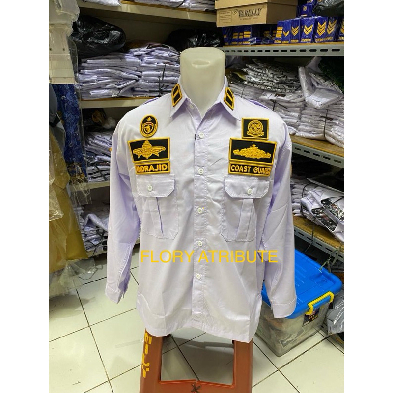 Jual SERAGAM COAST GUARD LENGAN PANJANG WARNA PUTIH BORDIR TIMBUL ...