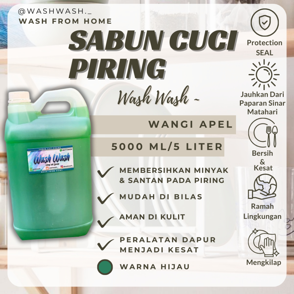 Jual Sabun Cuci Piring isi 5000ml By WashWash (Wash From Home) | Shopee ...