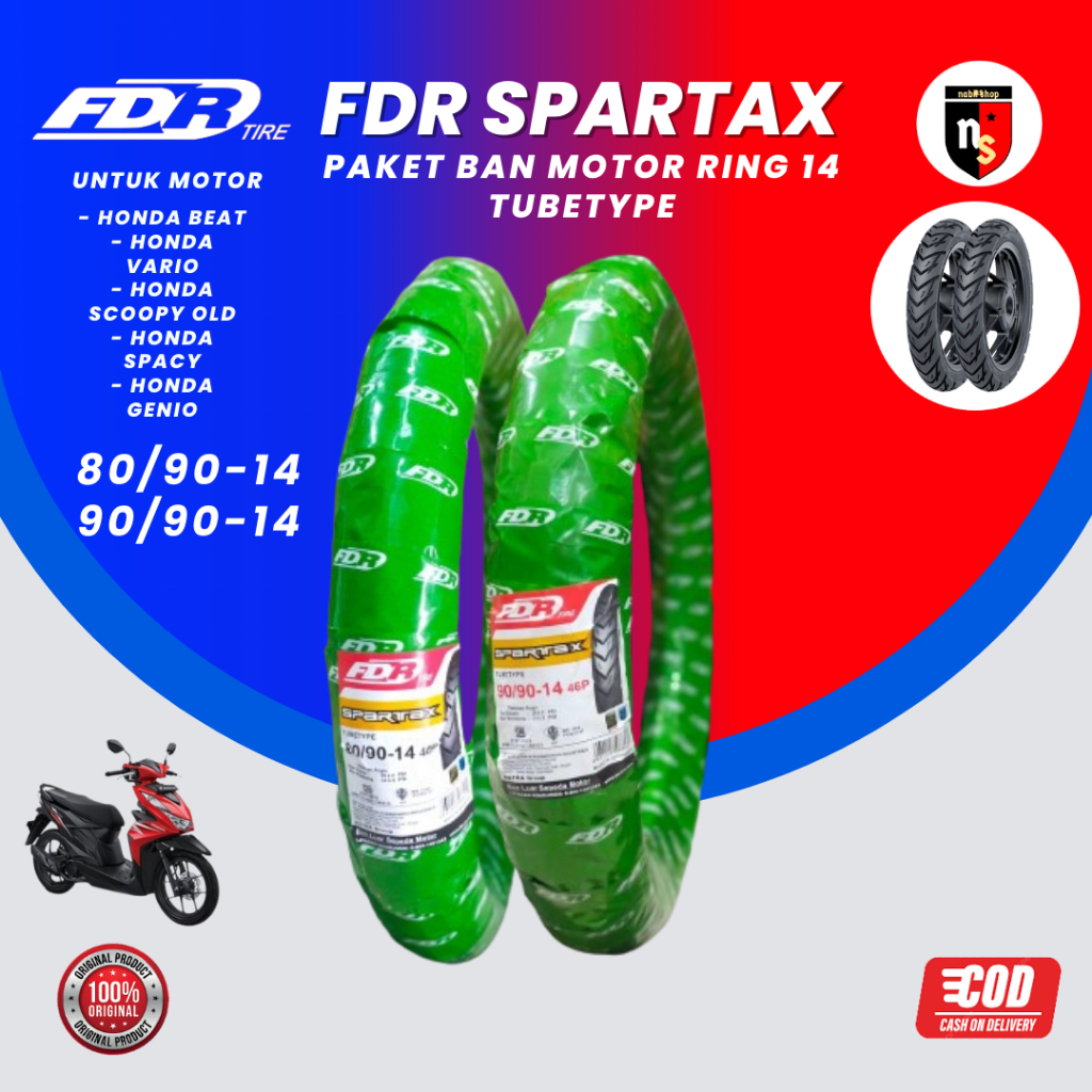 Jual Paket Ban FDR Spartax 80/90 & 90/90-14 Tube Type (TT) | Shopee Indonesia