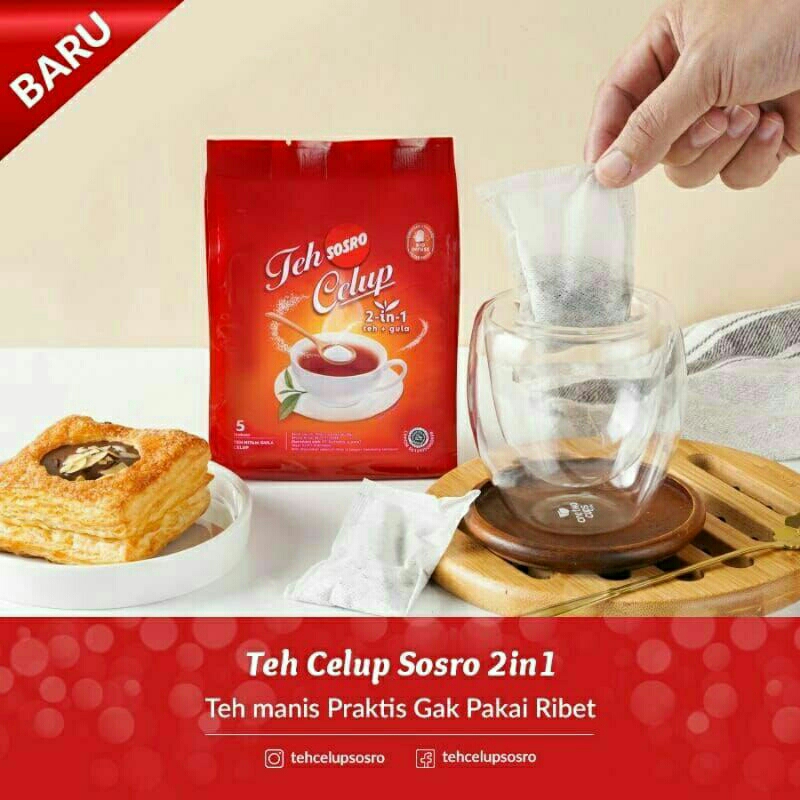 Jual Teh Celup SOSRO 2 In 1 Teh+Gula 5'S | Shopee Indonesia