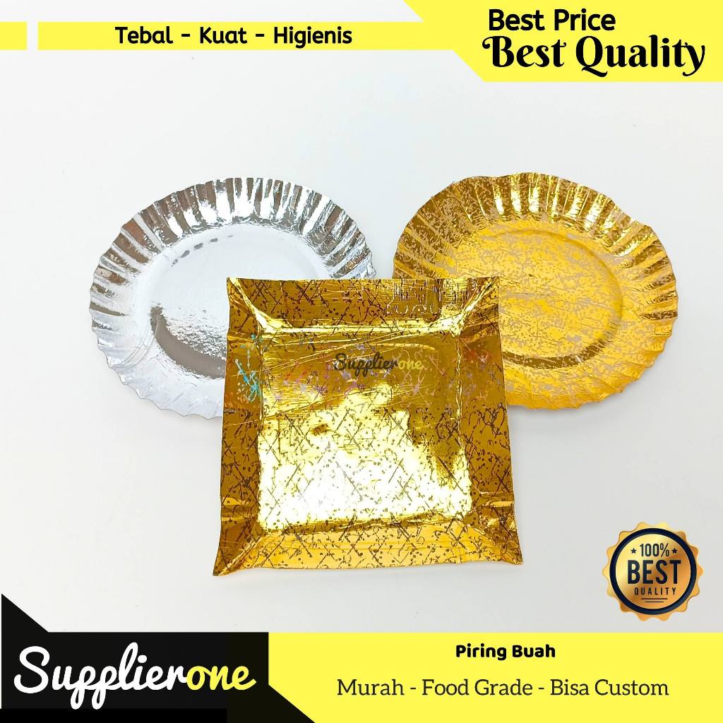 Jual Piring Emas / Paper Plate Gold / Piring Kue tart / Piring Kue ...
