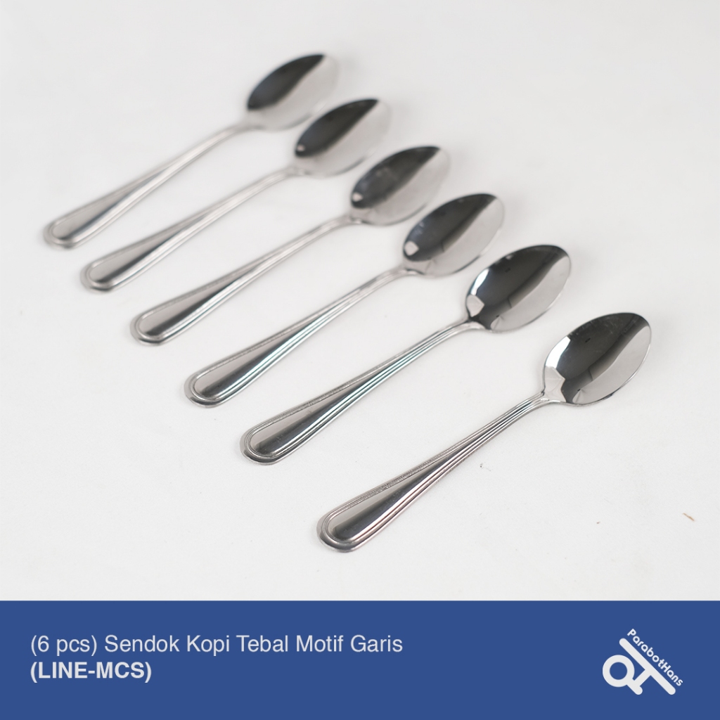 Jual (6 pcs) Sendok Kopi Tebal Motif Garis Hotel Stainless Steel Coffee / Mocca Spoon (LINE-MCS ...