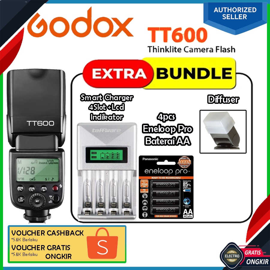 Jual PAKET Lampu Flash Eksternal Godox TT600 TT 600 Kamera Canon ...
