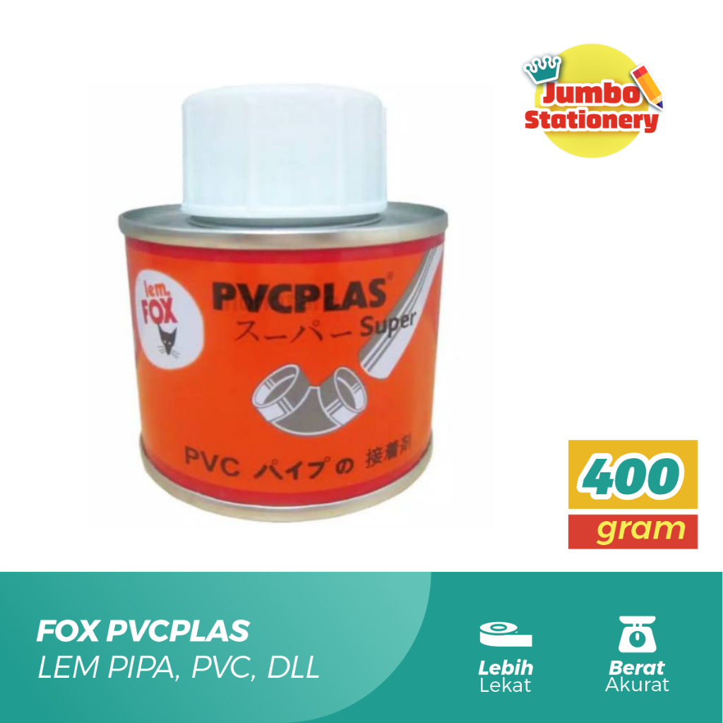 Jual Lem Fox PVCPlas Kaleng 400 gram Lem Pipa Lem PVC | Shopee Indonesia