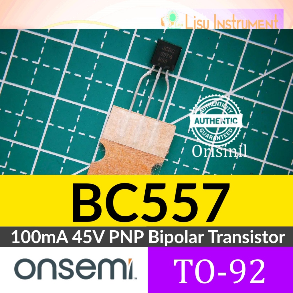 Jual BC557 100mA 45V PNP Bipolar Transistor 557 557B TO-92 onsemi ...